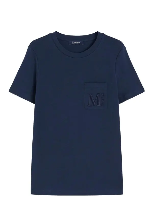 Max Mara Cotton Jersey T-shirt With Embroidered Logo - Blue