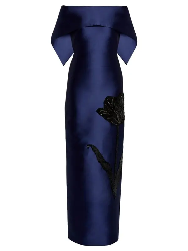 Erdem Embellished Mikado Off-the-shoulder Gown - Black