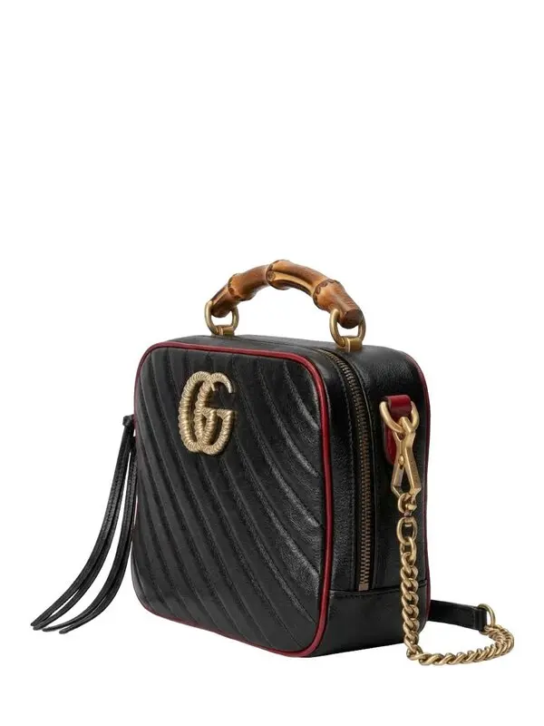 Gucci Bamboo Handle Marmont Shoulder Bag - Black