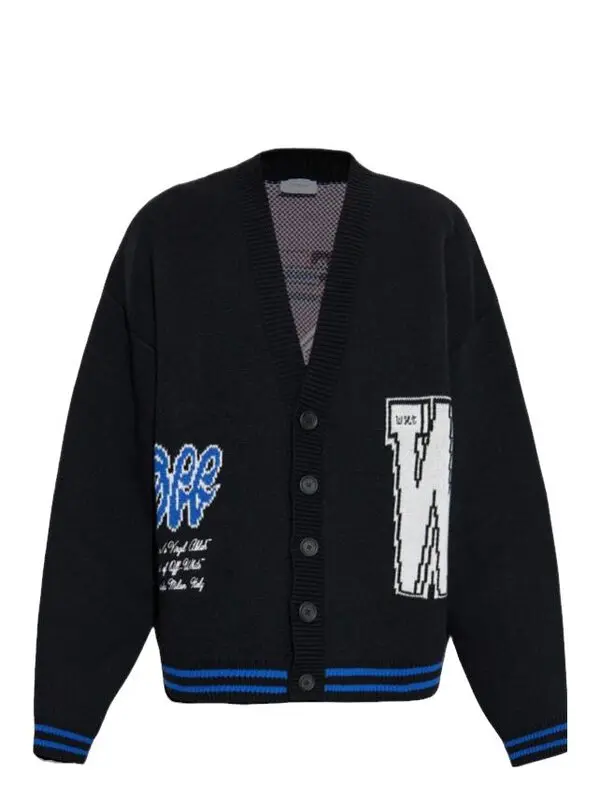 Off-White V-neck Button-up Cardigan - Black