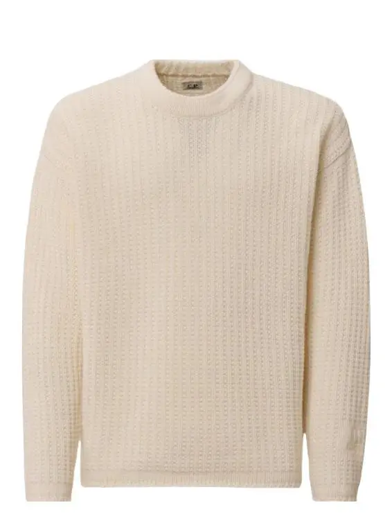 C.P. COMPANY Textured Crew Neck Knitted Sweater - White