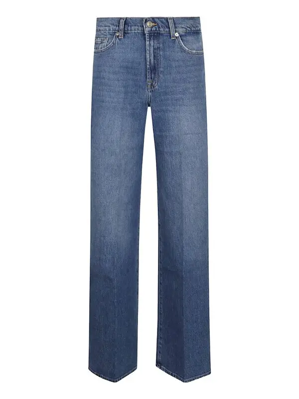 7 For All Mankind Flared Buttoned Jeans - Blue