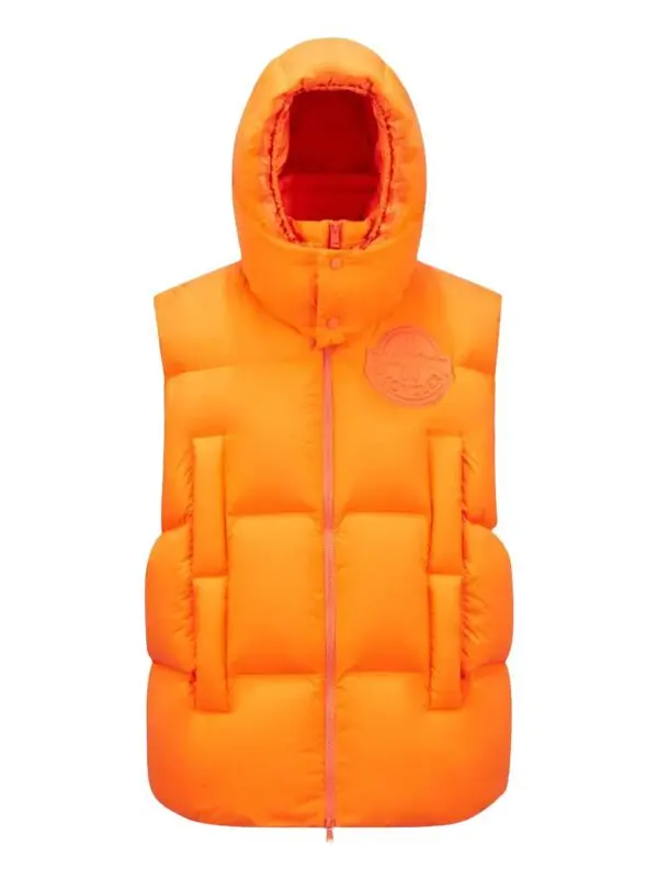 Moncler Down Gilet With Removable Hood - Bright Orange