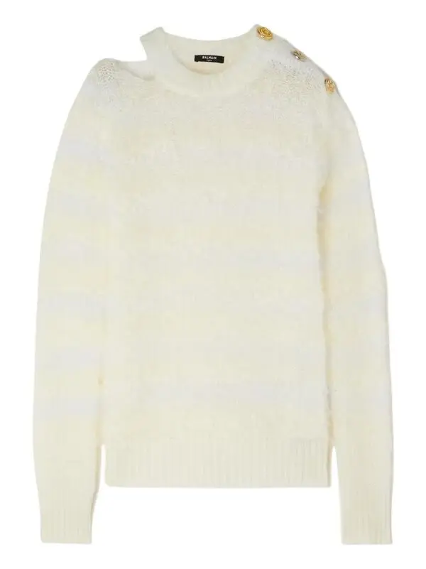 Balmain Metallic Button-trimmed Pullover - White