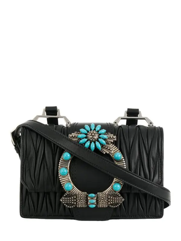 Miu Miu Diamond Quilted Shoulder Bag - Black