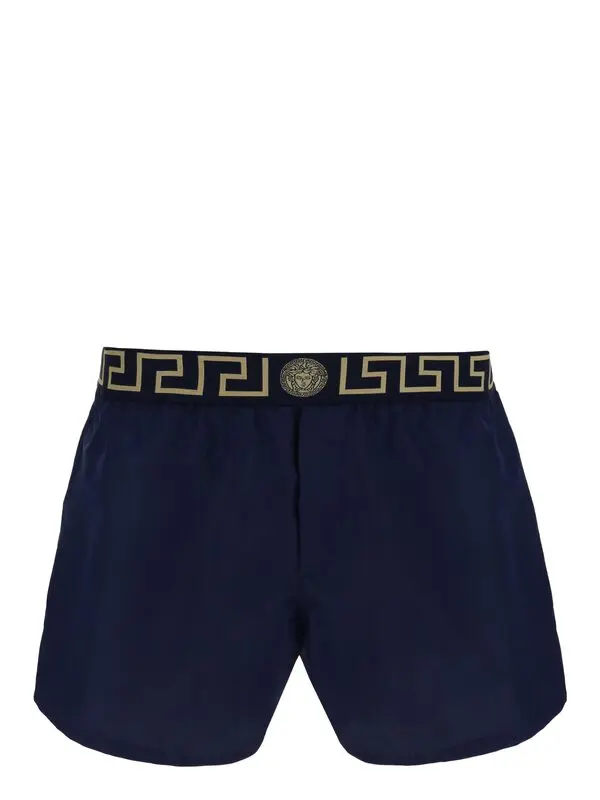 Versace Greca Border Elasticated Waistband Swim Shorts - Black