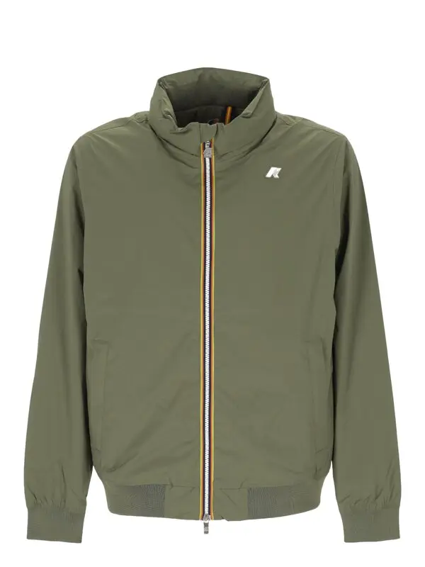 K-WAY Zip-up Jacket With Stand Collar - Green