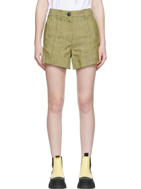 GANNI Checked Tailored High-waisted Shorts - Nude