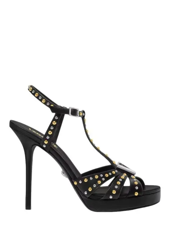 Versace Embellished Platform Stiletto Sandals - Black