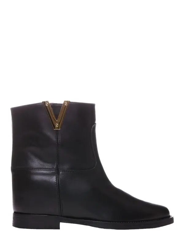 VIA ROMA 15 Ankle Boots With Gold Tone Detail - Black