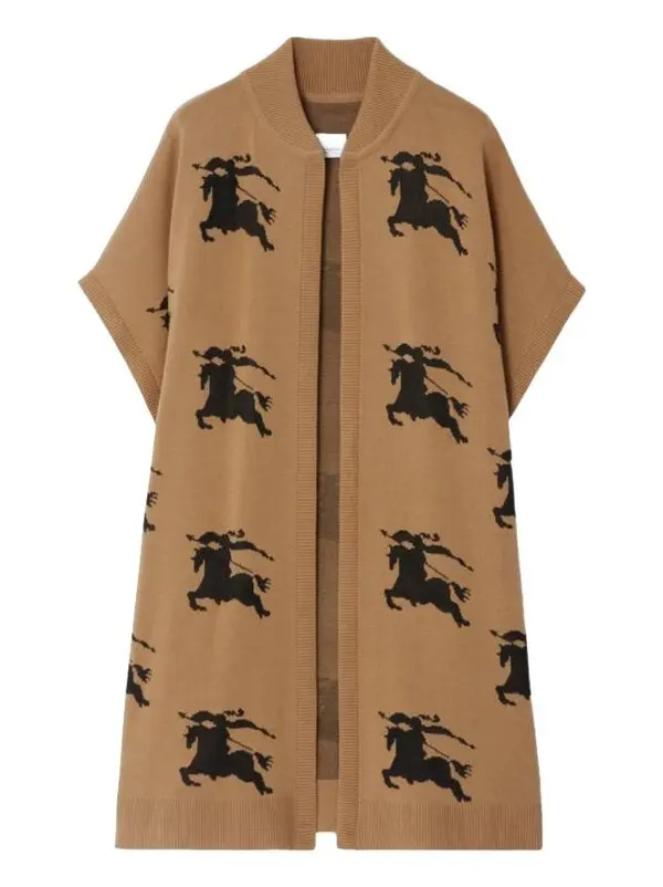Burberry Logo Motif Embroidered Jacquard Cape - Brown