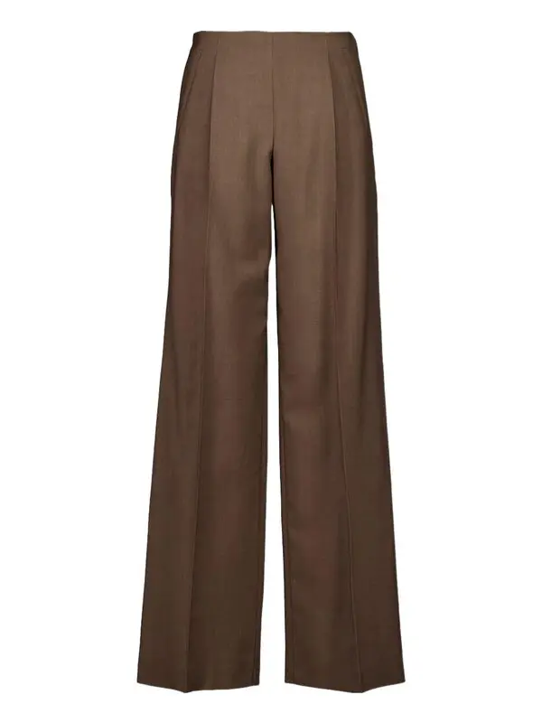 Fendi Wide-leg Tailored Trousers With Sharp Pleats - Brown