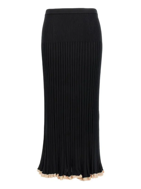 Proenza Schouler Ribbed-knit Midi Skirt With Contrasting Hem - Black
