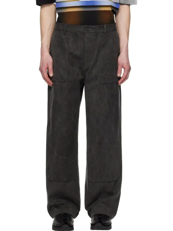 JUUN.J Washed Cotton Work Trousers - Black