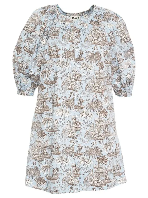Staud Vincent Short Sleeve Printed Mini Dress - Sky Toile