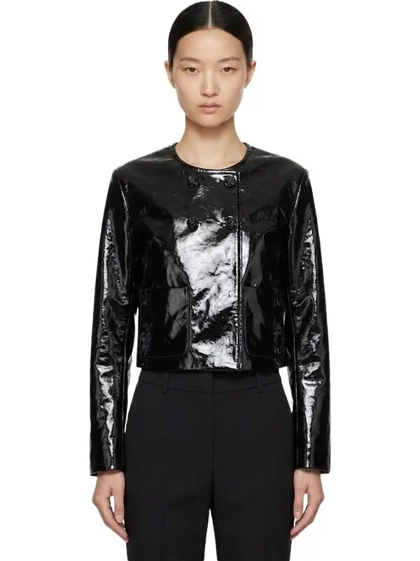Marissa Chiara Long-sleeved Leather Jacket - Black