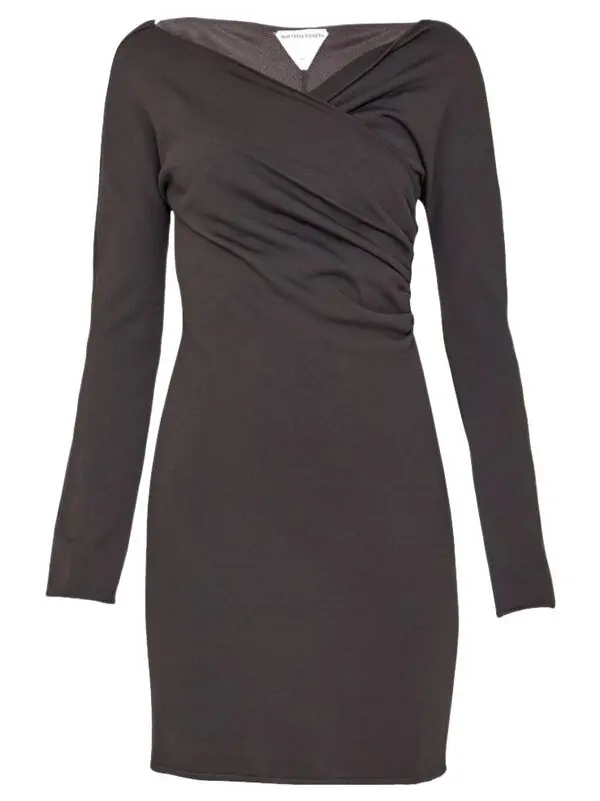 Bottega Veneta Long-sleeved Wrap Dress - Dark Chocolate
