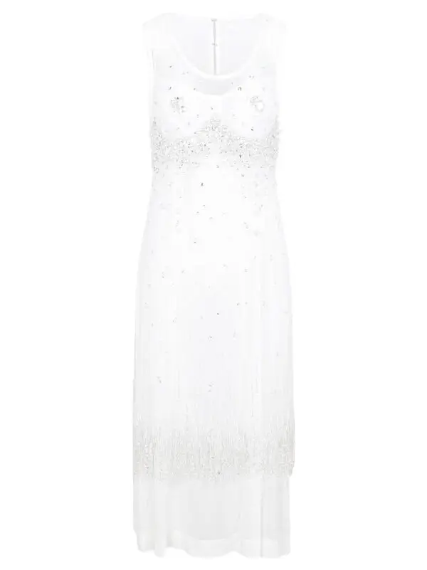 Bottega Veneta Embellished Round Neck Dress - White
