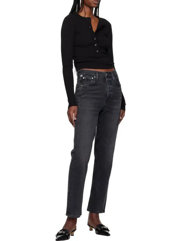 Citizens Of Humanity High Waist Straight Leg Jeans - Black