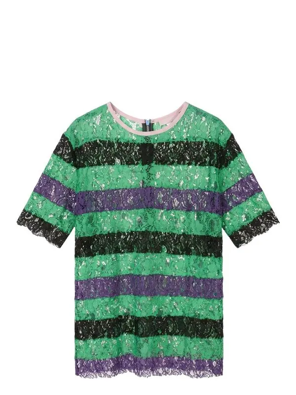 Sportmax Striped Lace T-shirt - Green