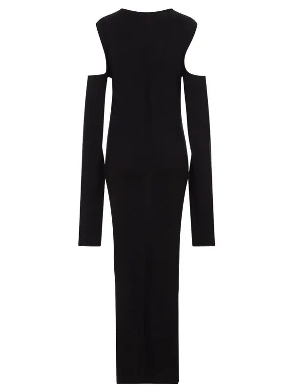 Rick Owens Cape-sleeve Cut-out Ribbed Dress - Black