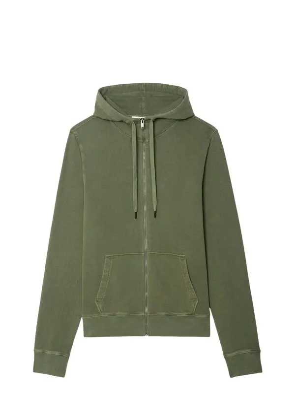 Zadig&Voltaire Long Sleeve Zippered Hooded Sweatshirt With Back Print - Green