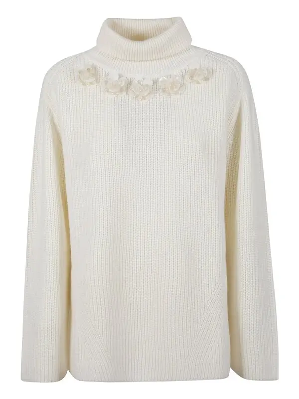 P.a.r.o.s.h Embellished Turtleneck Jumper - White