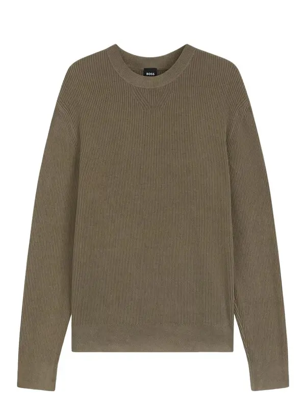 Hugo Boss Ribbed Crew-neck Sweater - Brown