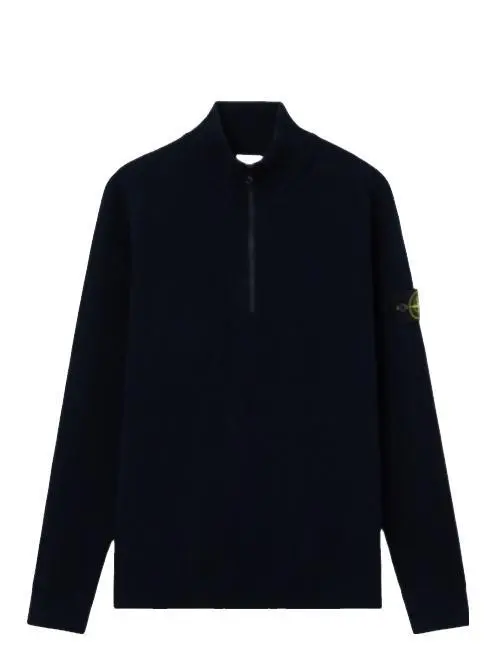 Stone Island High Neck Zip-up Sweater - Navy Blue