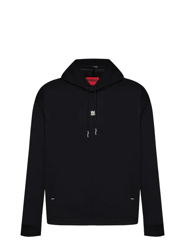 Hugo Boss Long-sleeved Hooded Sweatshirt With Logo Detail - Black