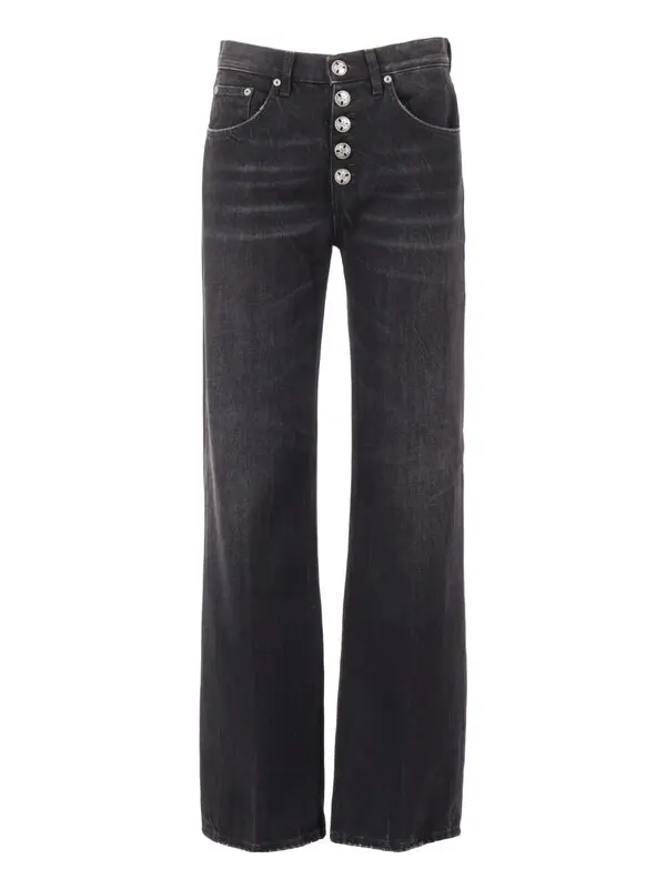 DONDUP Jacklyn Wide-leg Jeans With Buckle Detail - Black