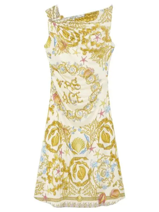 Versace Barocco Print Mini Dress - Color  Gold