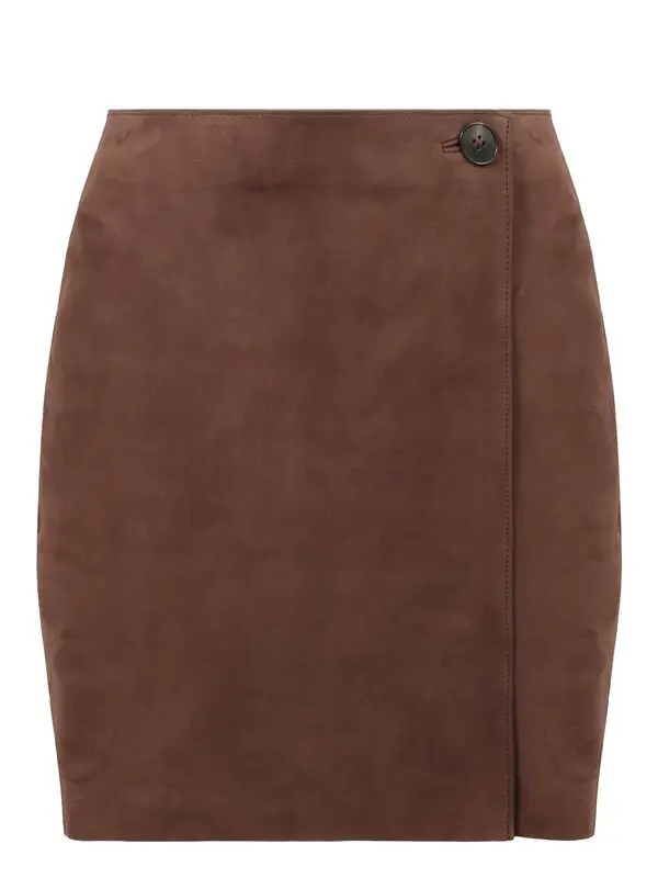 YVES SALOMON Suede Wrap Skirt - Brown