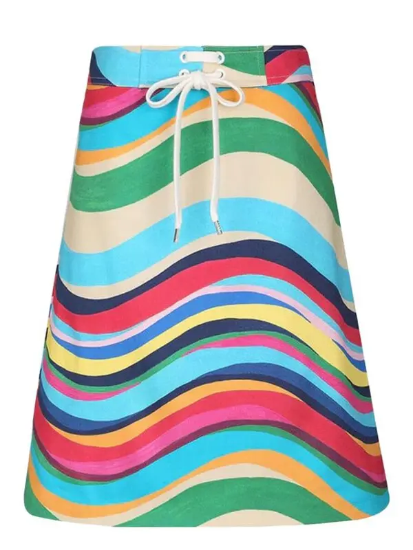 Red Valentino A-line Skirt With Striped Pattern And Tie Detail - Multicolor
