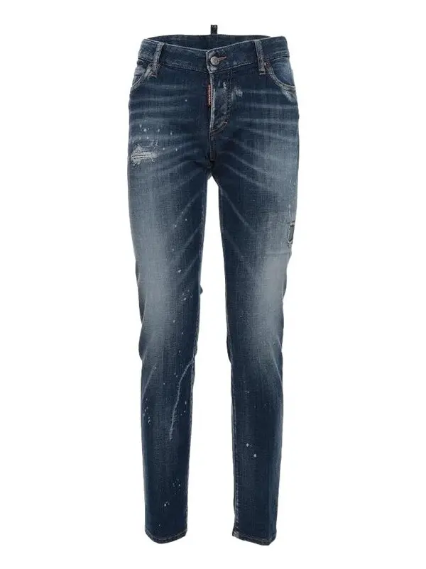 Dsquared2 Paint Splattered Skinny Jeans - Blue