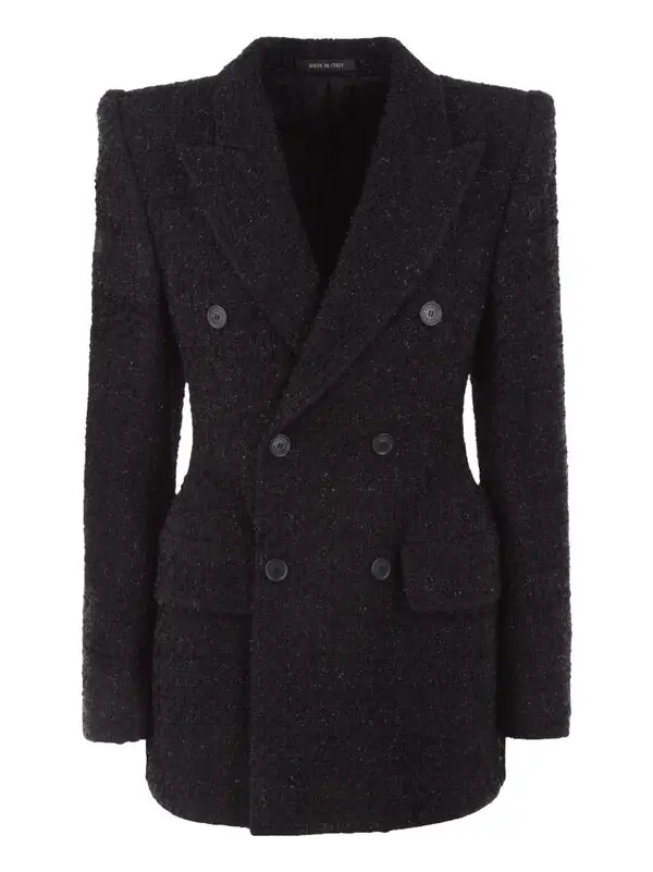 Balenciaga Double-breasted Tweed Blazer - Black