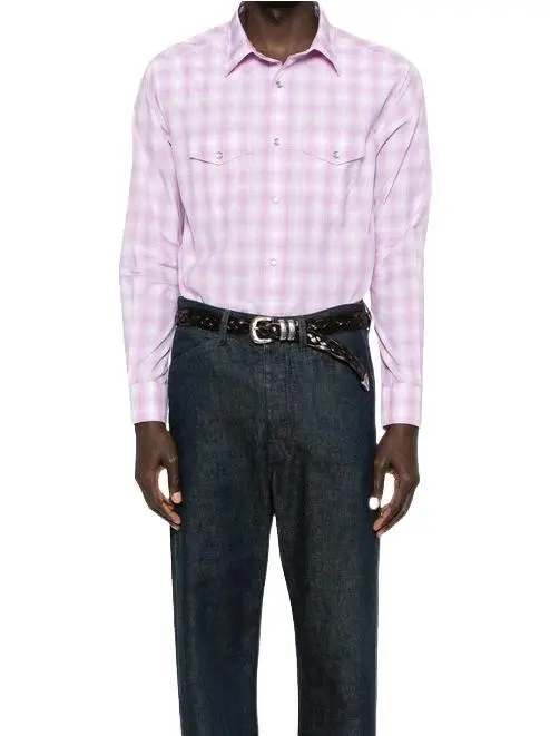 TOM FORD Long-sleeved Plaid Shirt - Black