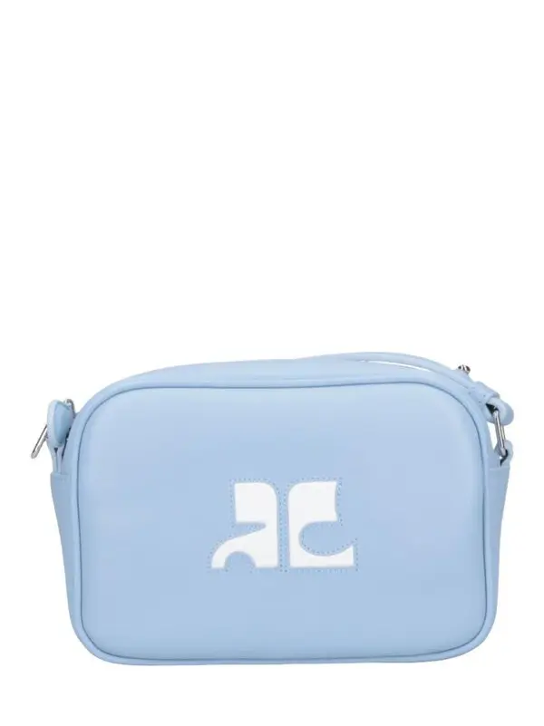 COURREGES Re-edition Logo Patch Zip-up Shoulder Bag - Blue