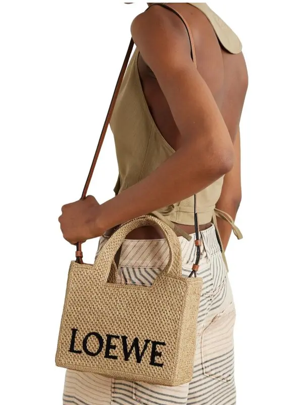 Loewe Small Woven Font Tote Bag - Brown
