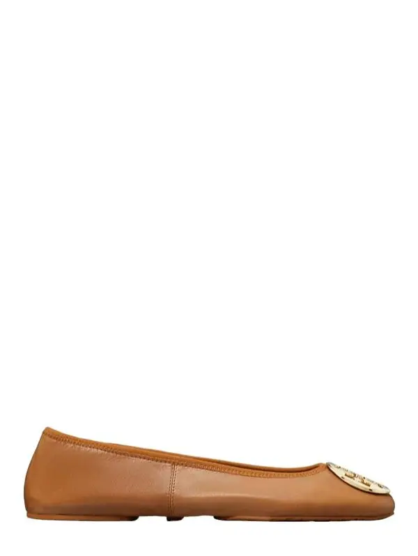 Tory Burch Leather Logo Detail Ballet Flats - Brown