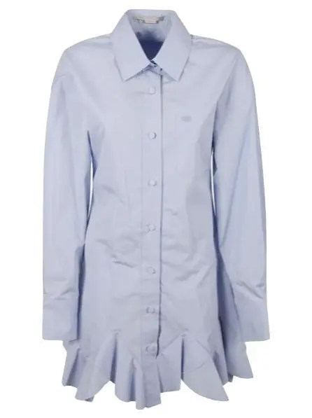 Stella McCartney Ruffled Mini Shirt Dress - Sky Blue