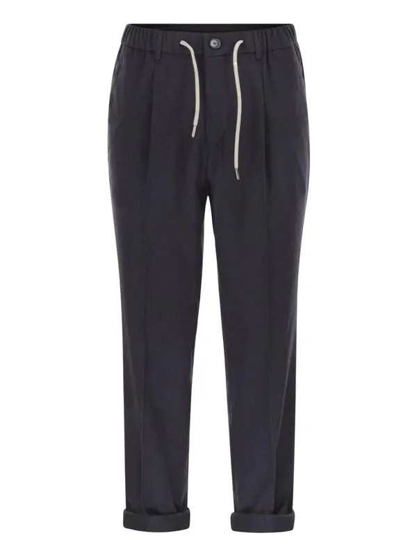 Herno Drawstring Waist Pleated Casual Trousers - Black