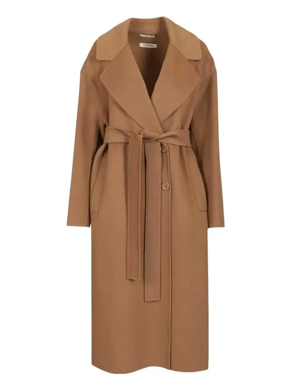 Max Mara S Heller Long Belted Double Breasted Coat - Brown