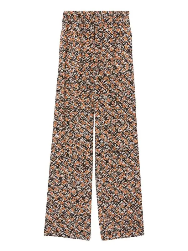 Burberry Monogram-print Wide-leg Trousers - Multicolor