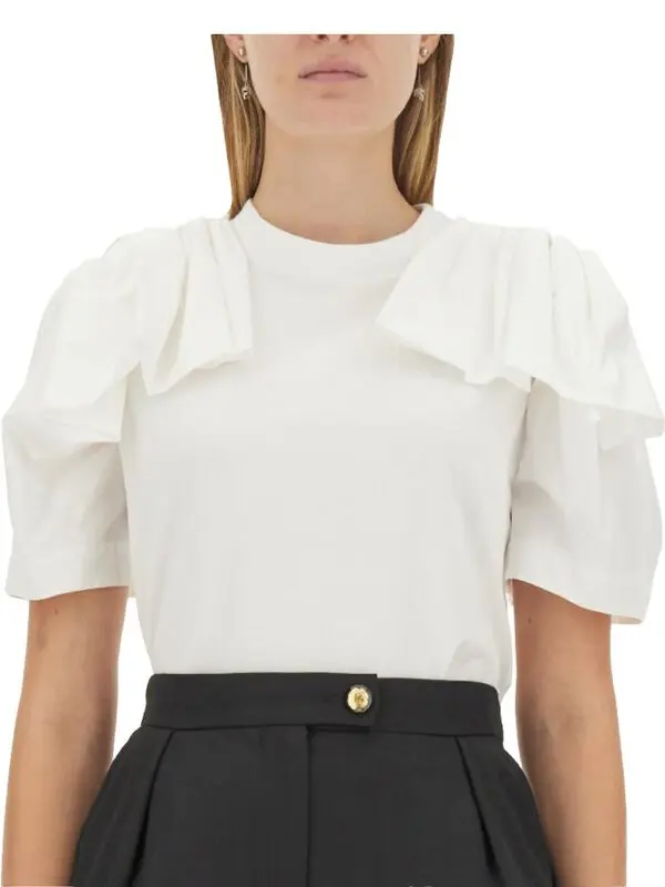Alexander McQueen Short Sleeved Ruffled T-shirt - White