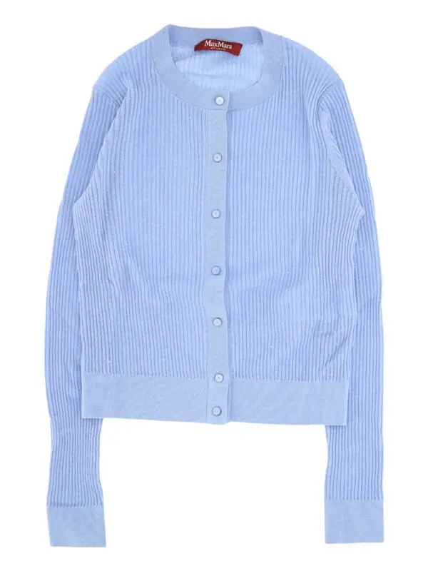 Max Mara Crewneck Button-up Cardigan - Blue