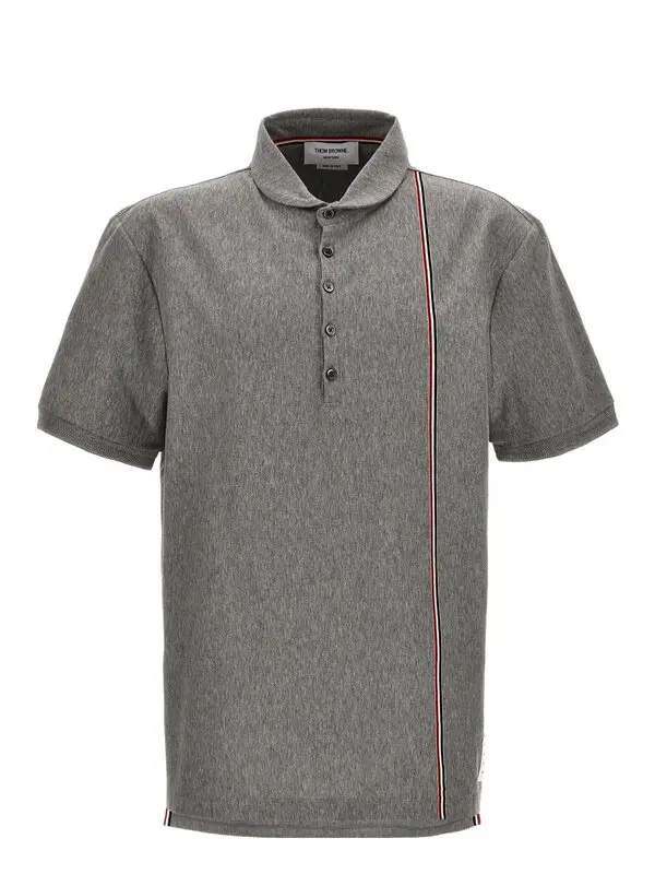 Thom Browne Rwb Striped Short-sleeved Polo Shirt - Medium Gray