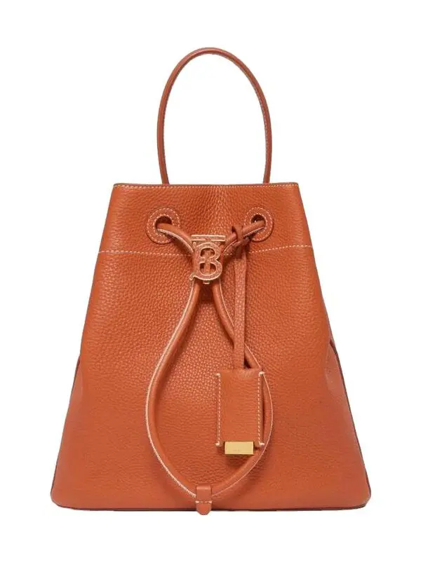 Burberry Tb Plaque Drawstring Bucket Bag - Brown