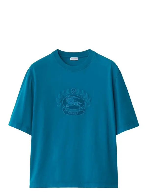 Burberry Oak Leaf Crest Embroidered Crewneck T-shirt - Blue