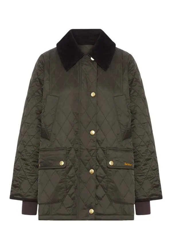 Barbour Quilted Jacket With Corduroy Collar - Black